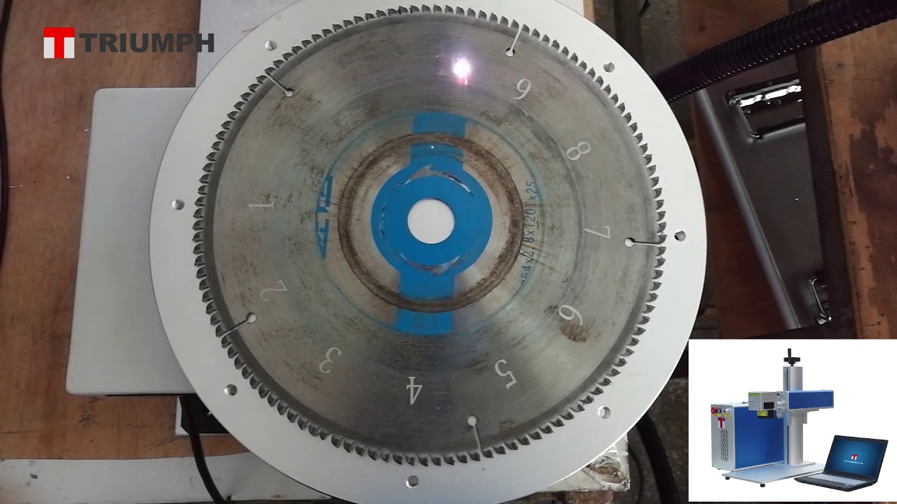 Rotary plate marking rotation table laser marking system - YouTube