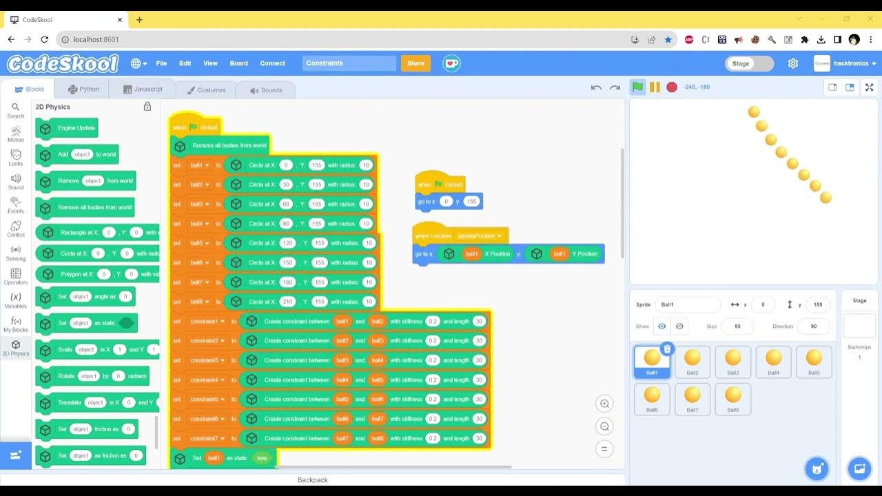 Constraints in #MatterJs! Design your own Pinball machine with CodeSkool Scratch - YouTube