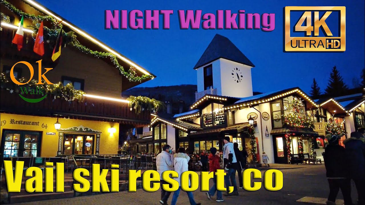 4k Night Walking - Vail Ski Resort , Colorado - January 2024 - YouTube