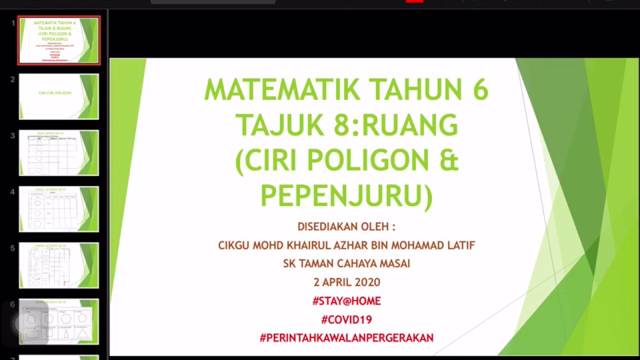 Unit 8 : Ruang (Ciri Poligon & Pepenjuru) - YouTube