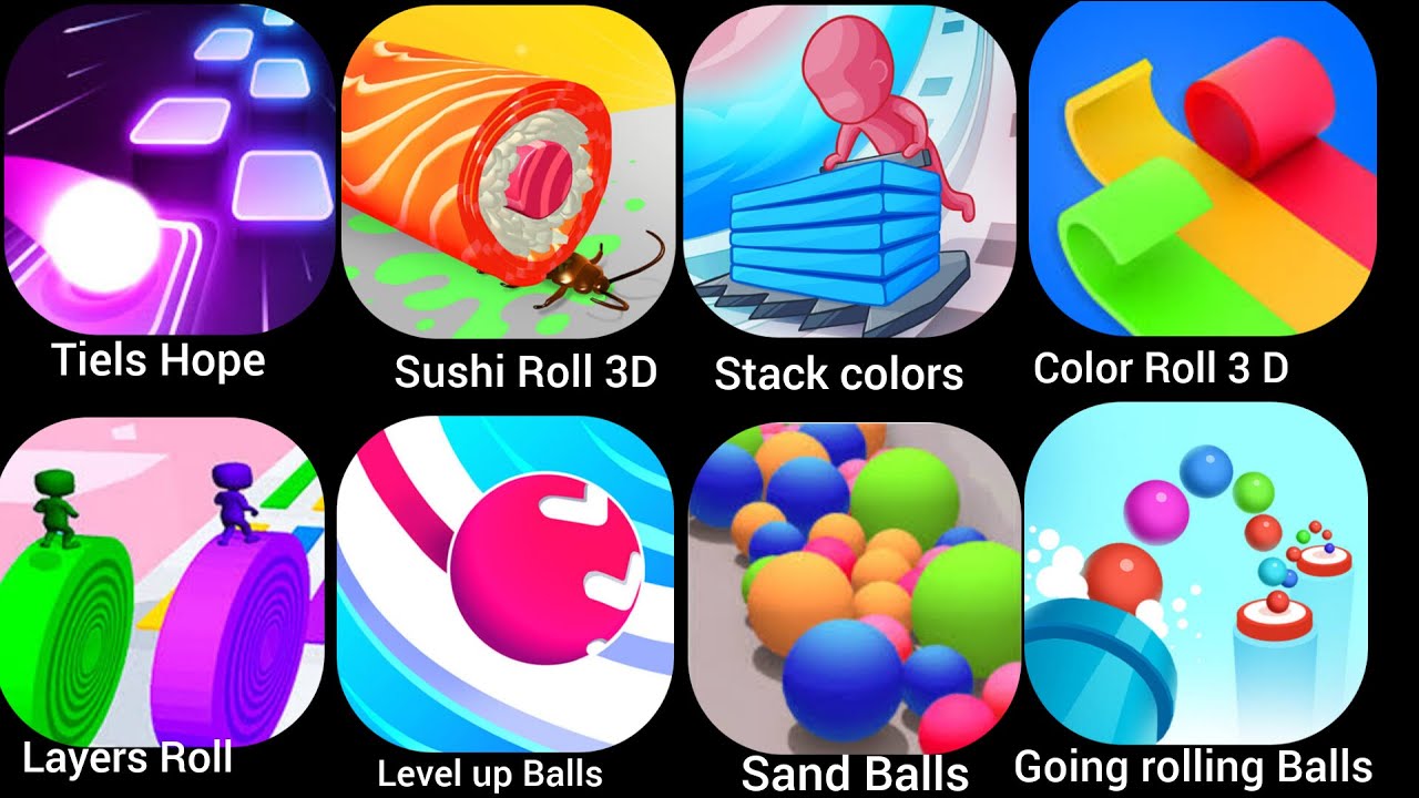 Tiels Hope,Sushi Roll 3D,Stack colors,Color Roll 3D,Layers Roll,Level up Balls,Sand Balls, - YouTube