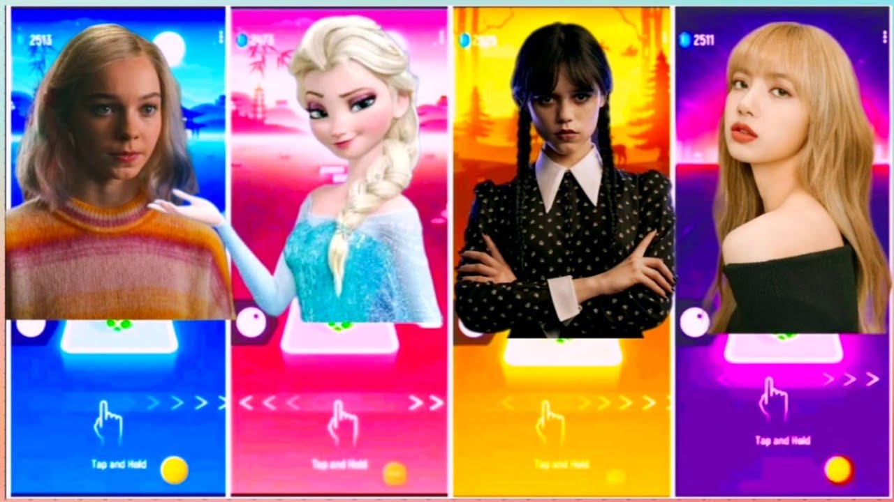 EMMA MYERS × LISA × WEDNESDAY × ELSA FROZEN | Tiles Hop EDM RUSH# ...