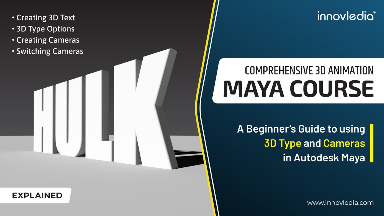 Maya Course • Using 3D Text & Cameras in Maya • Maya 3D Type Tutorial ...