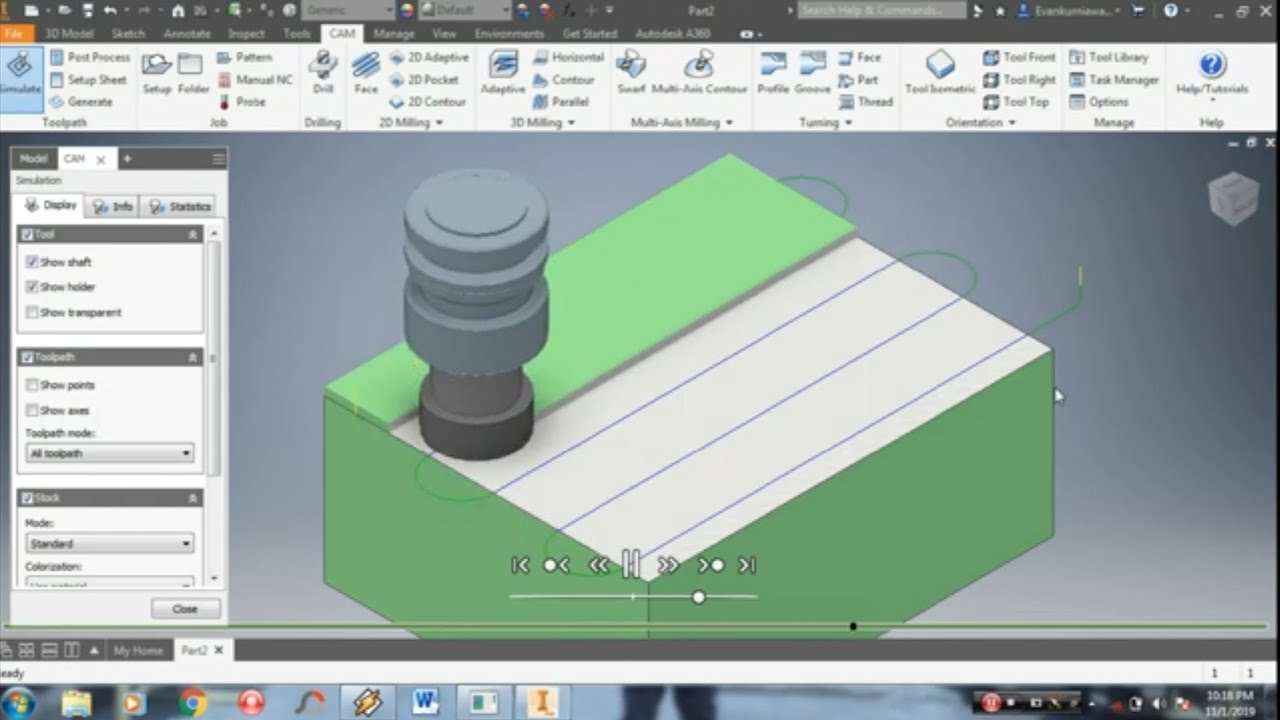 INVENTOR HSM TOOLPATH| FACE MILLING - YouTube