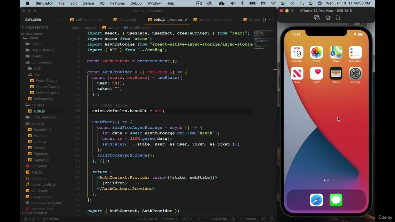 React Native Include tokens in axios headers || React Native beginner tutorial English 2024 #47 ...