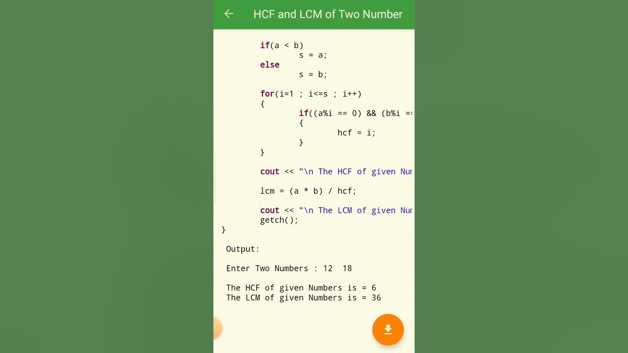program find hcf & lcm of two numbers in c++ | day5-21 - YouTube