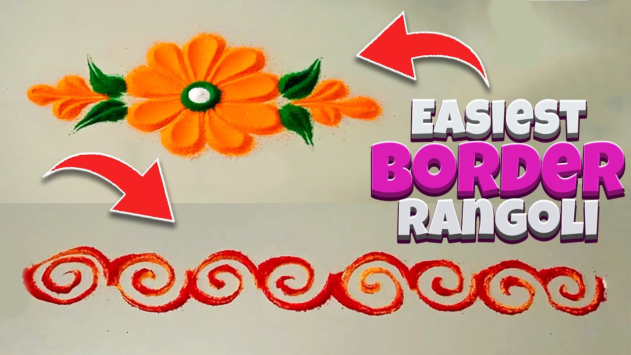 Simple border rangoli designs for beginners | Easy and simple door ...