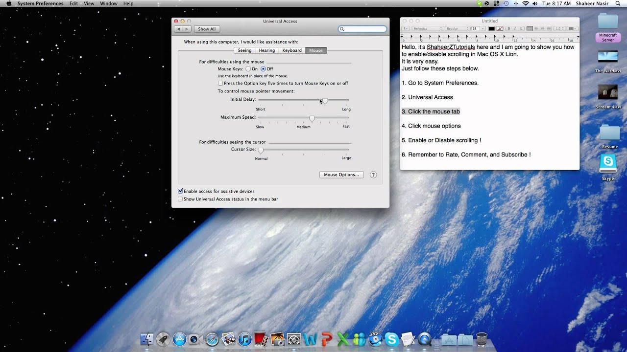 How to enable/disable scrolling on Mac OS X Lion - YouTube