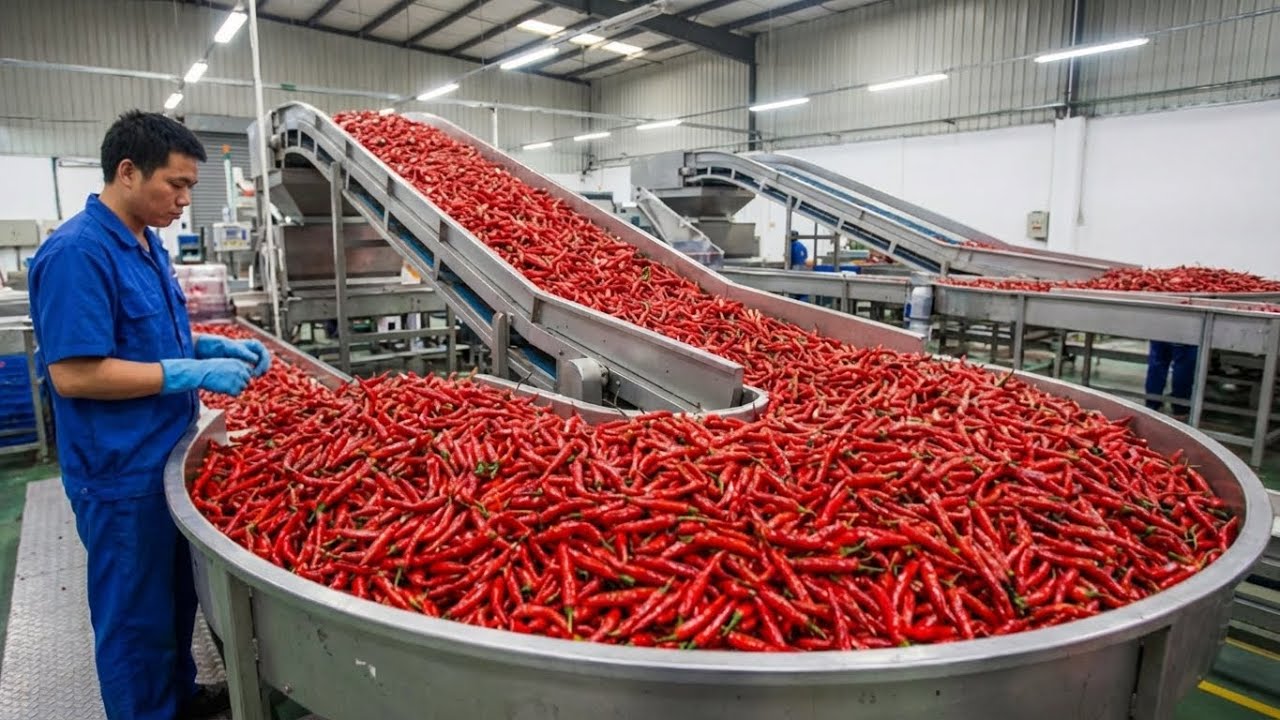 How Chili Sauce Is Made in Factories | Step-by-Step Food Production ...