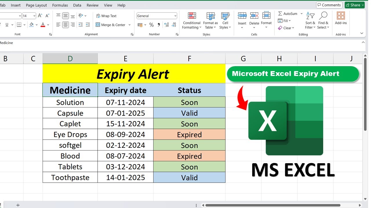 Automatic Excel Date Alert System In Ms Excel Reminder In Excel Date Microsoftexcel