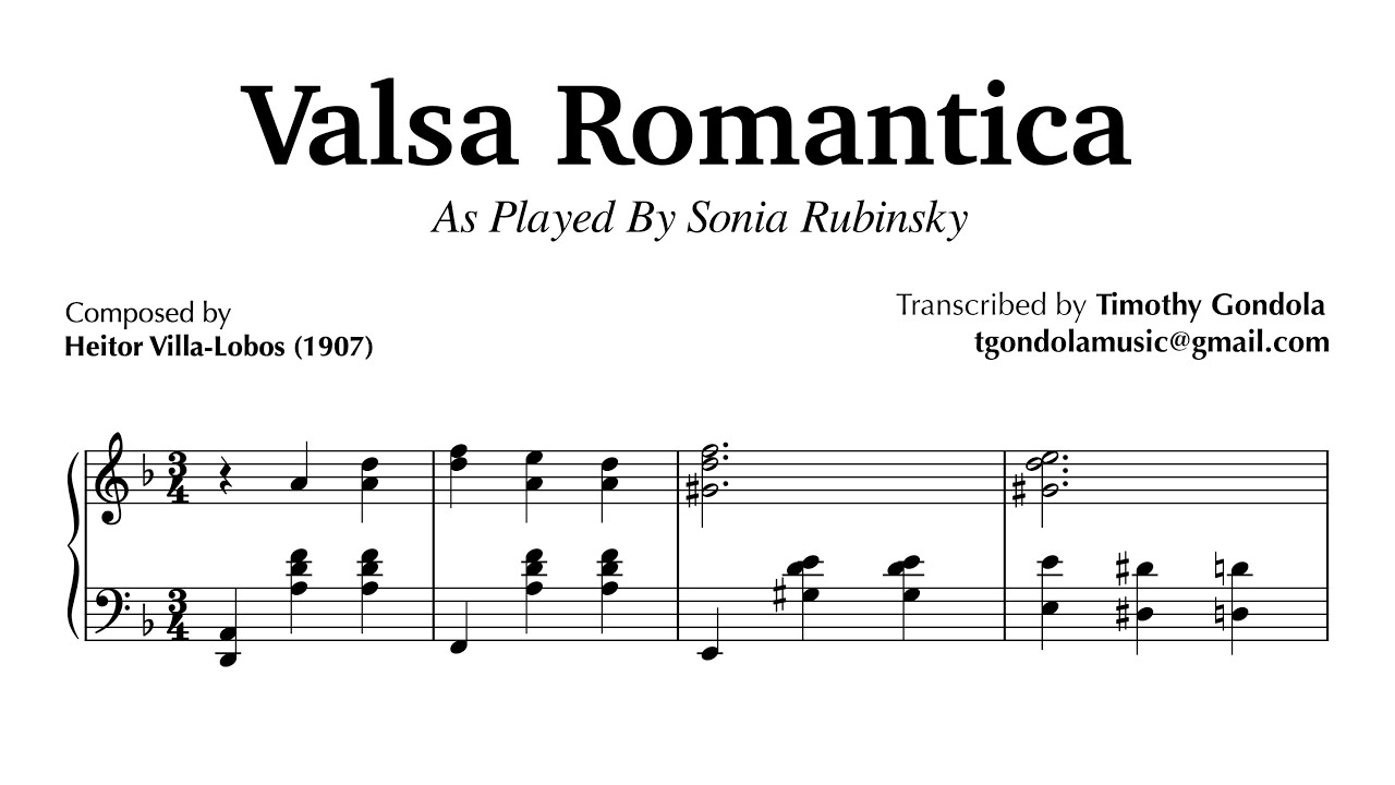 Sonia Rubinsky plays Valsa Romantica - YouTube