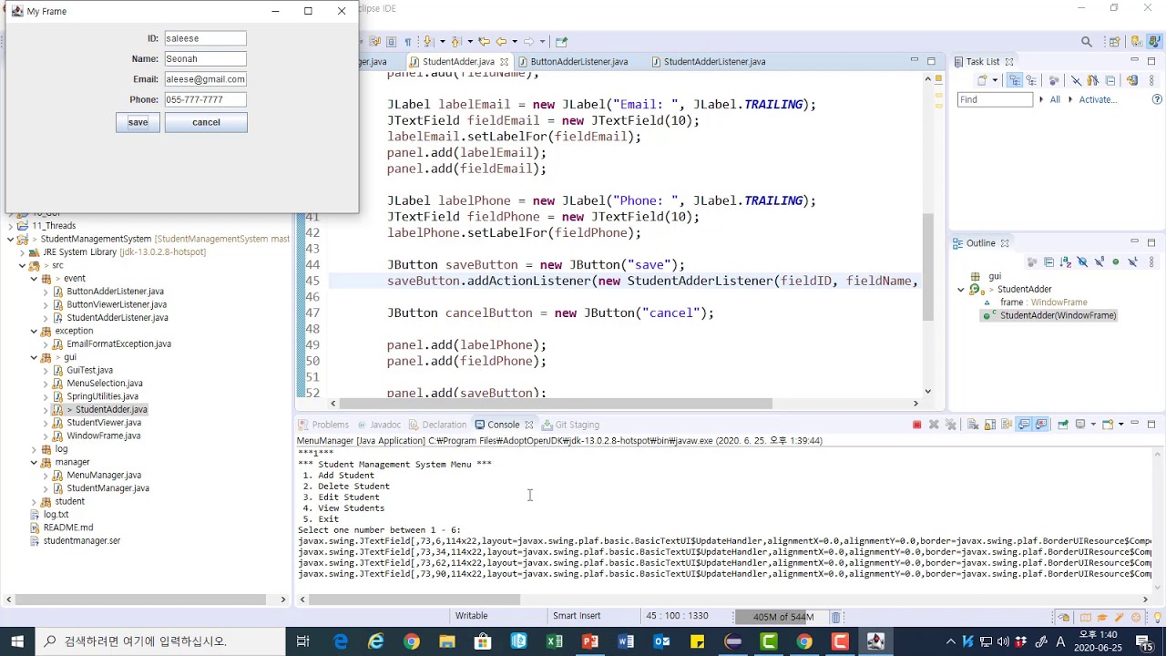 gnu lee oop eng lec63 project add data in gui v01 - YouTube