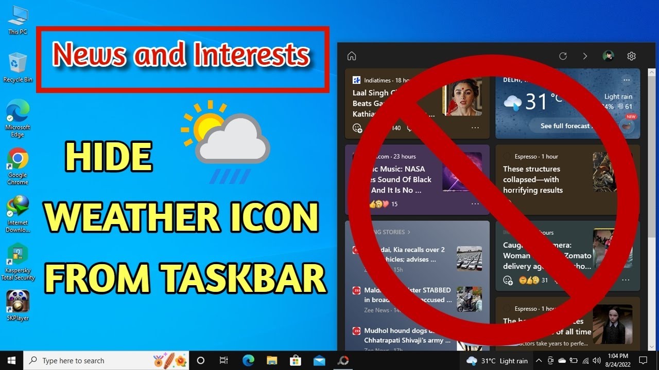 How to Hide Weather Icon From Taskbar in Windows 10 | Disable Weather ...