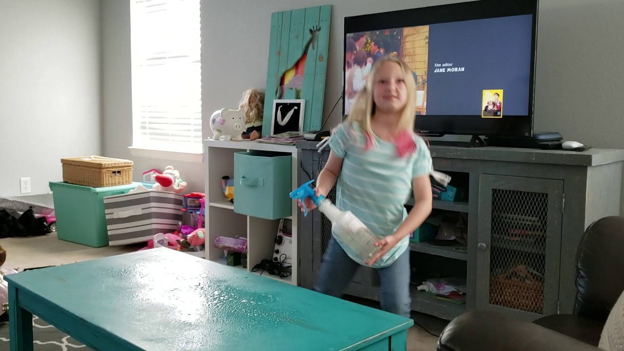Carly cleaning and enjoying it!!! - YouTube