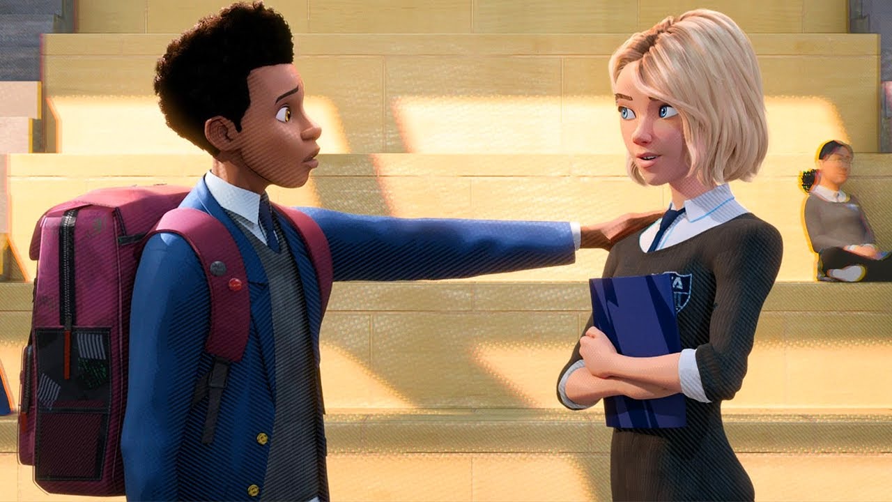 "Hey" Miles meets Gwen - Spider-Man: Into the Spider-Verse (2018) Movie ...