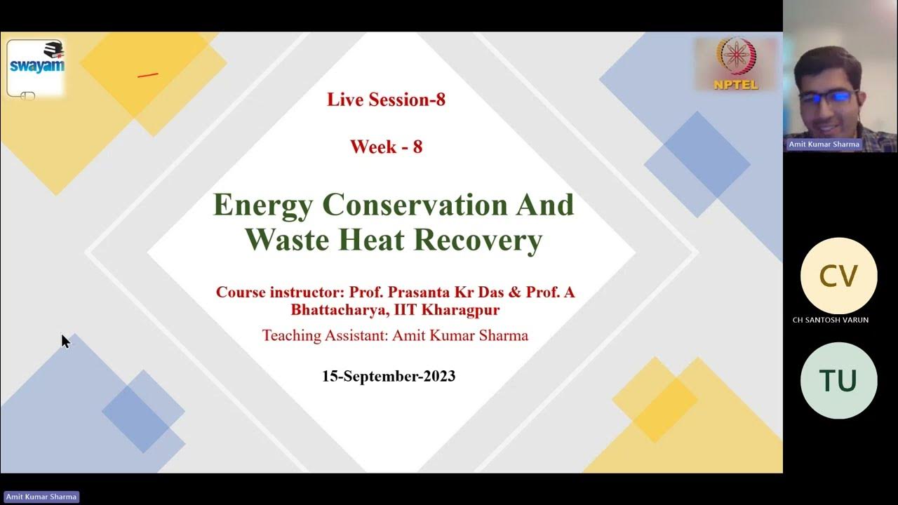 NPTEL | Energy Conservation And Waste Heat Recovery | Week 8 | Live Session 8 | - YouTube