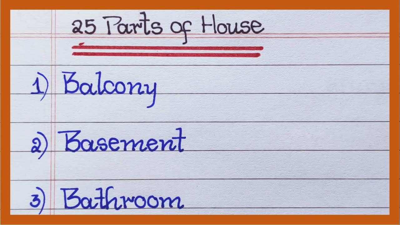 Parts of a House | Write parts of a house | Name of House parts | 25 ...