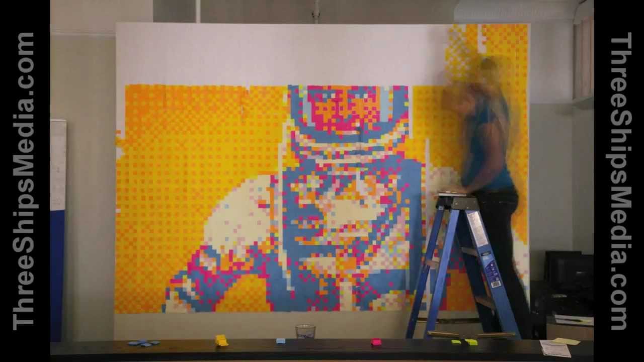 Neil Armstrong Tribute - Post-It Notes Mural (Time-Lapse) - YouTube