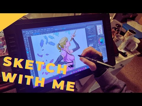 Digital Manga Sketching Huion Kamva 16 - YouTube