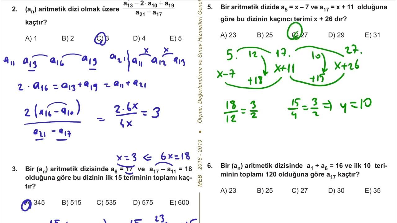 Mezun Matematik Kazanım Kavrama Test 45 (Diziler) Çözümler - YouTube