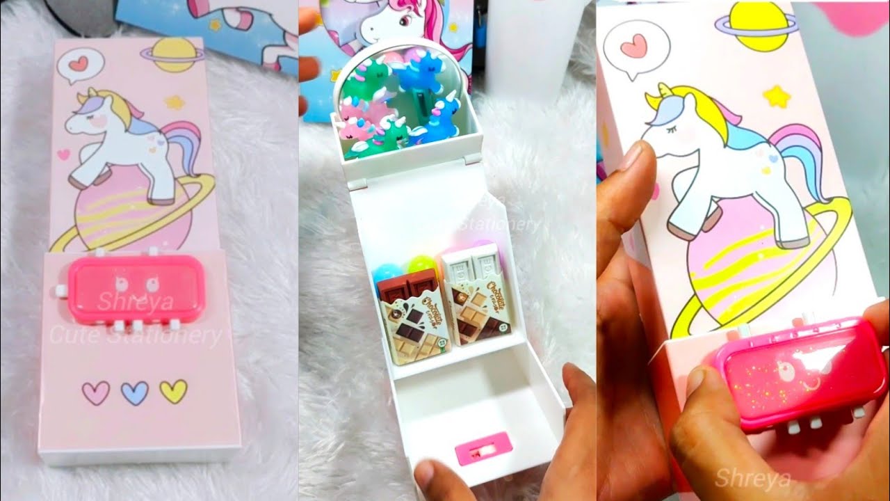 Unboxing Cute Password Lock Pencil Case | Filling 90's Pencil Box ...