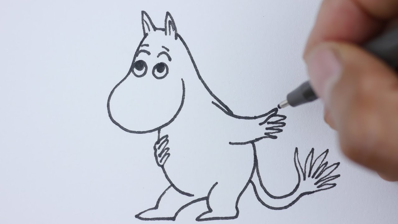 Drawing Moomintroll from Moomin. 무민의 무민트롤 그리기. 색칠하기. #005 - YouTube