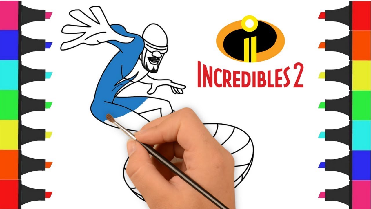 Incredibles 2 Coloring Pages For Kids | Coloring Frozone from ...