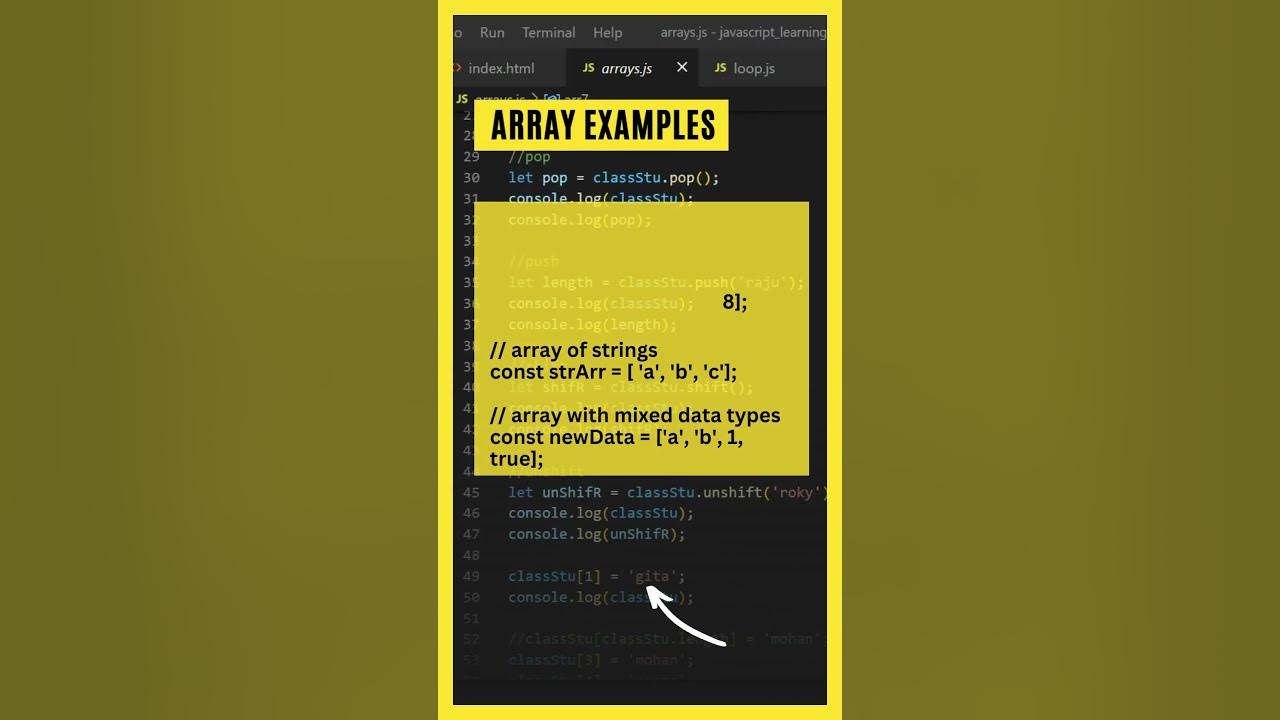 JavaScript Arrays | EducateKaro.com #shorts - YouTube