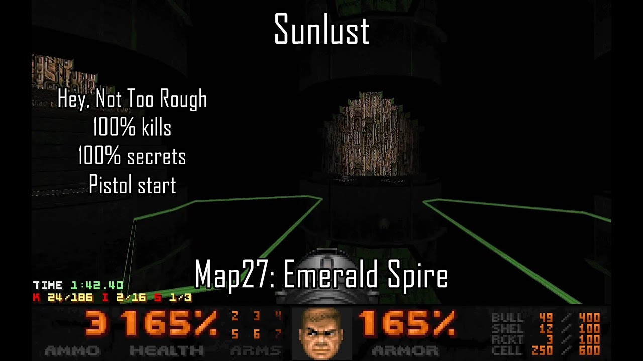 Doom II: Sunlust - Map27: Emerald Spire (HNTR-MAX) - YouTube