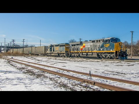 CSX M634-23 with CSX 1982 Seaboard System and CSX 8244 meets CSX M565-24 at Lyons NY yard 3-24 ...