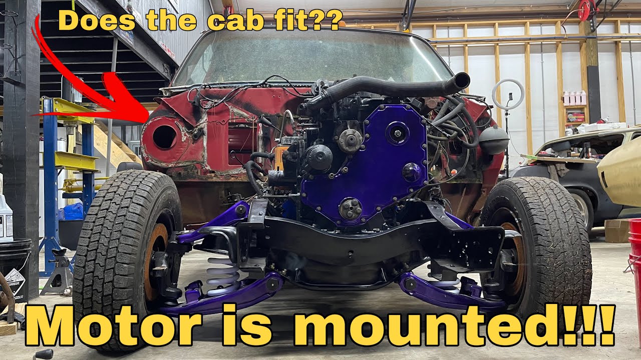 We Cummins Swapped A Squarebody Chevy!!! Cab Mounted on the frame ...