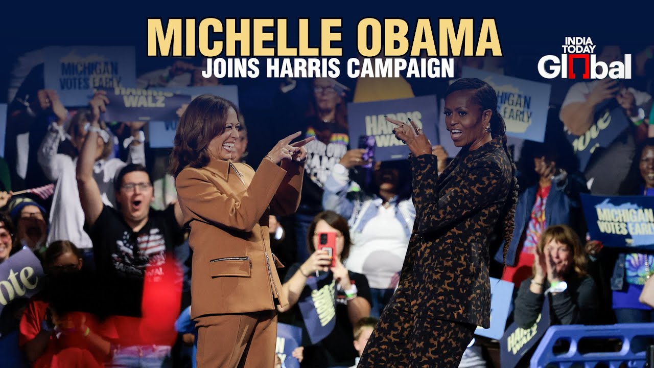 Michelle Obama Joins Harris at Michigan Campaign - YouTube