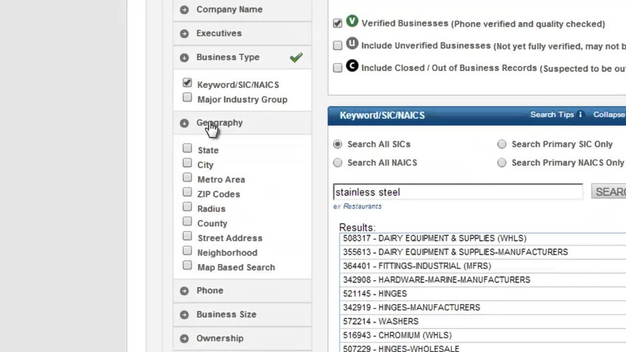 Finding Manufacturers and Suppliers Using ReferenceUSA - YouTube