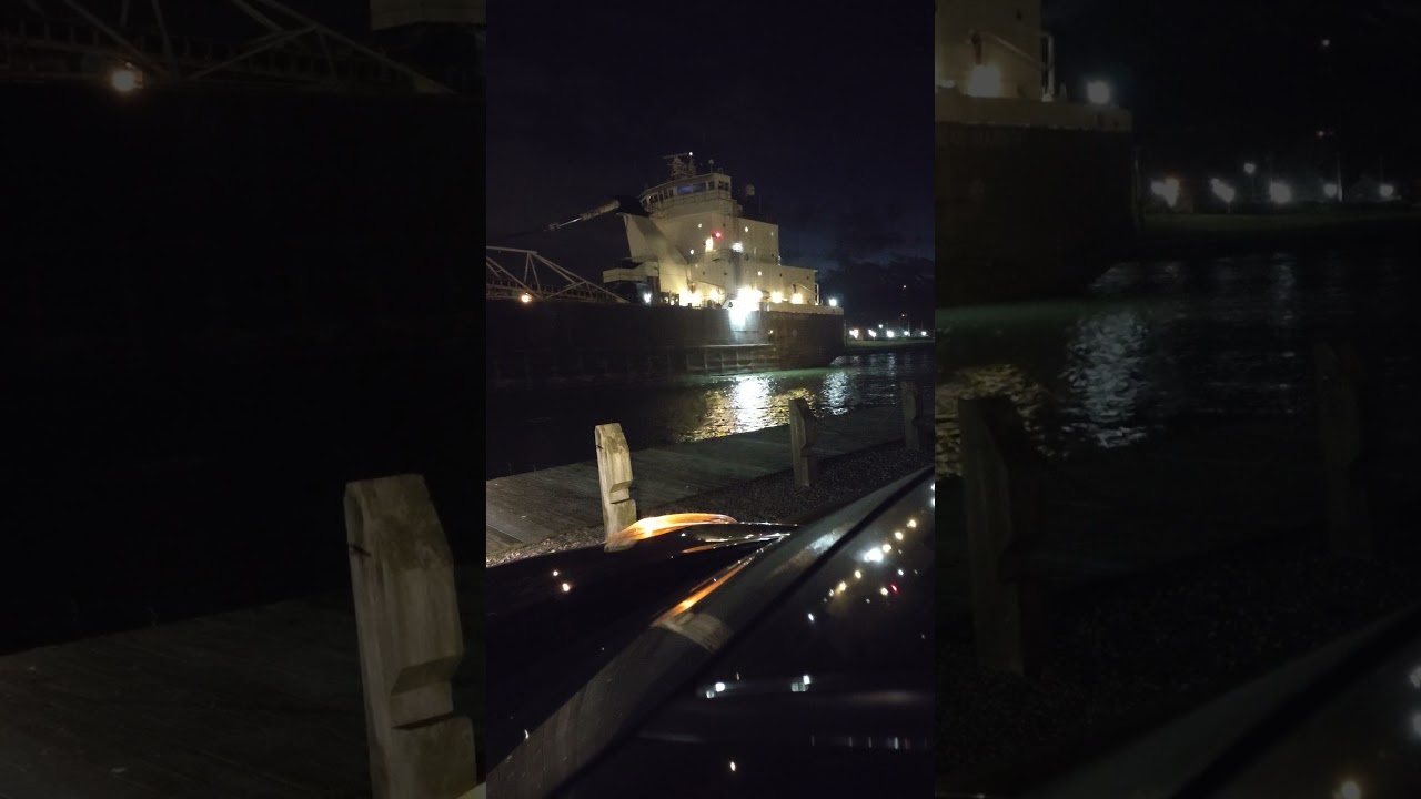 Great Lakes Freighter Crossing Under Raised Bascule Bridge, Lorain ...