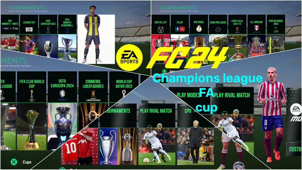 EA SPORT FC 24 . TOURNAMENT CAREER , CHAMPIONS LEAGUE , UEL, FA CUP ...