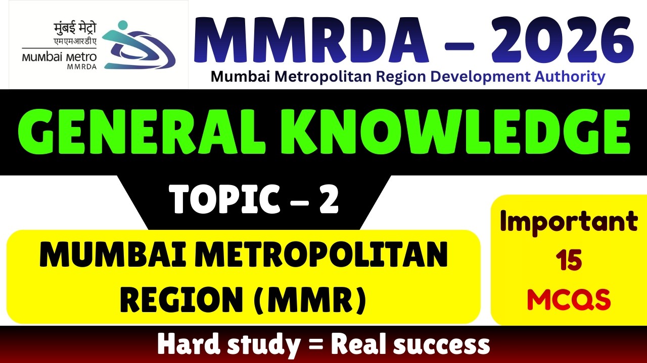 Mumbai Metropolitan Region MCQS | MMRDA 2026 GK PDF Notes | General ...