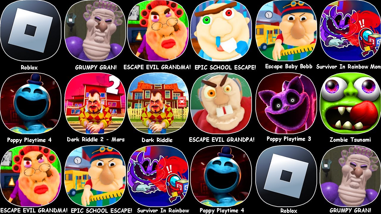 Roblox,GRUMPY GRAN!,ESCAPE EVIL GRANDMA!,EPIC SCHOOL ESCAPE,Poppy ...