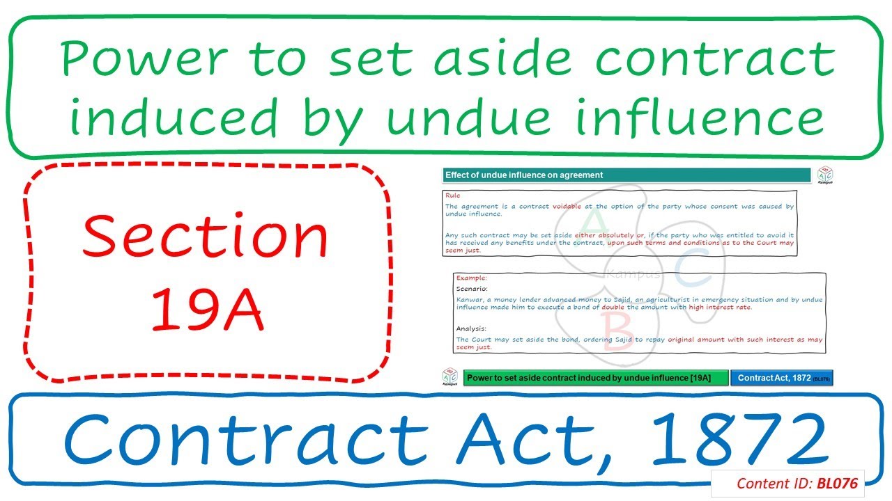 Section 19A Power to set aside contract induced by undue influence ...