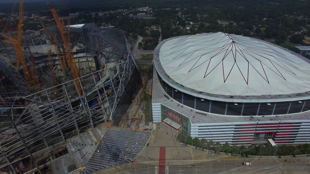 Aerial Video of New Atlanta Falcons Stadium (4K) DJI Drone - YouTube