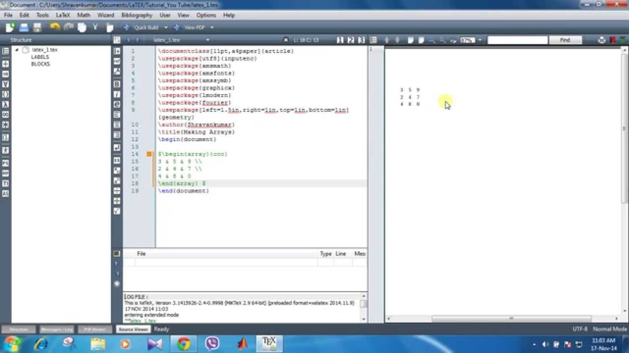 How To Create Arrays In Latex - Youtube