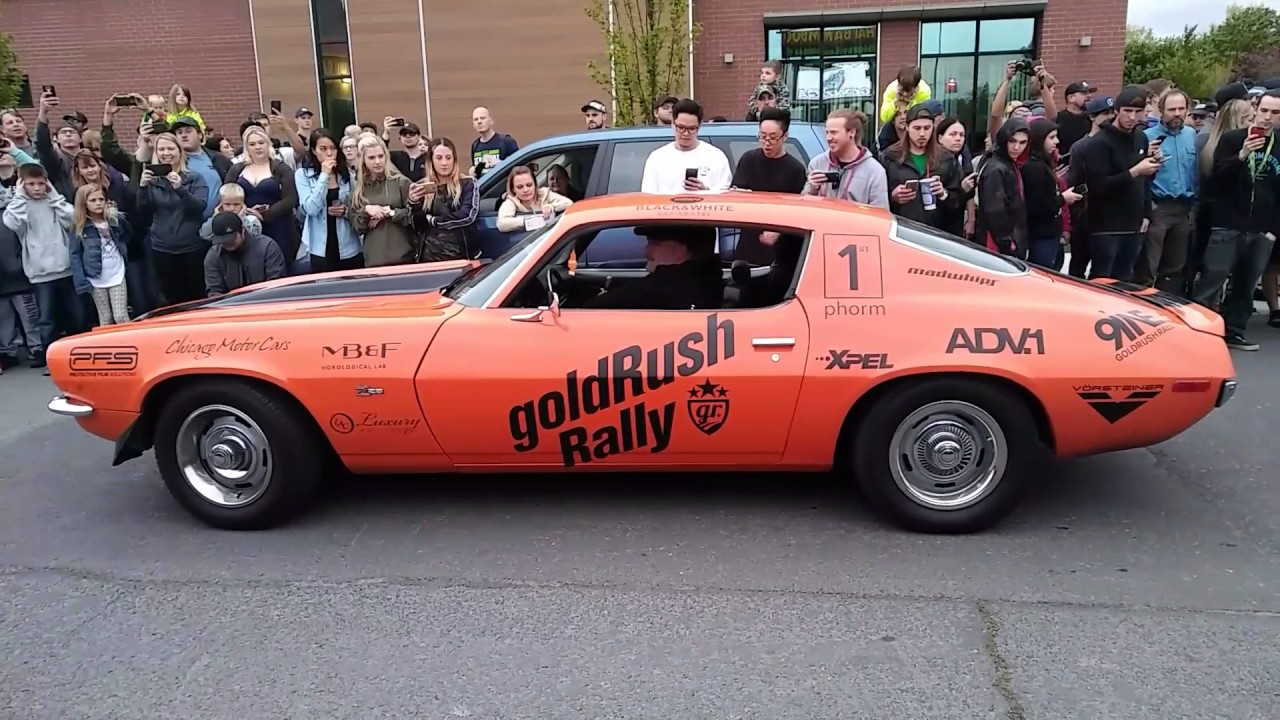 GoldRush Rally cars arrival for show - YouTube