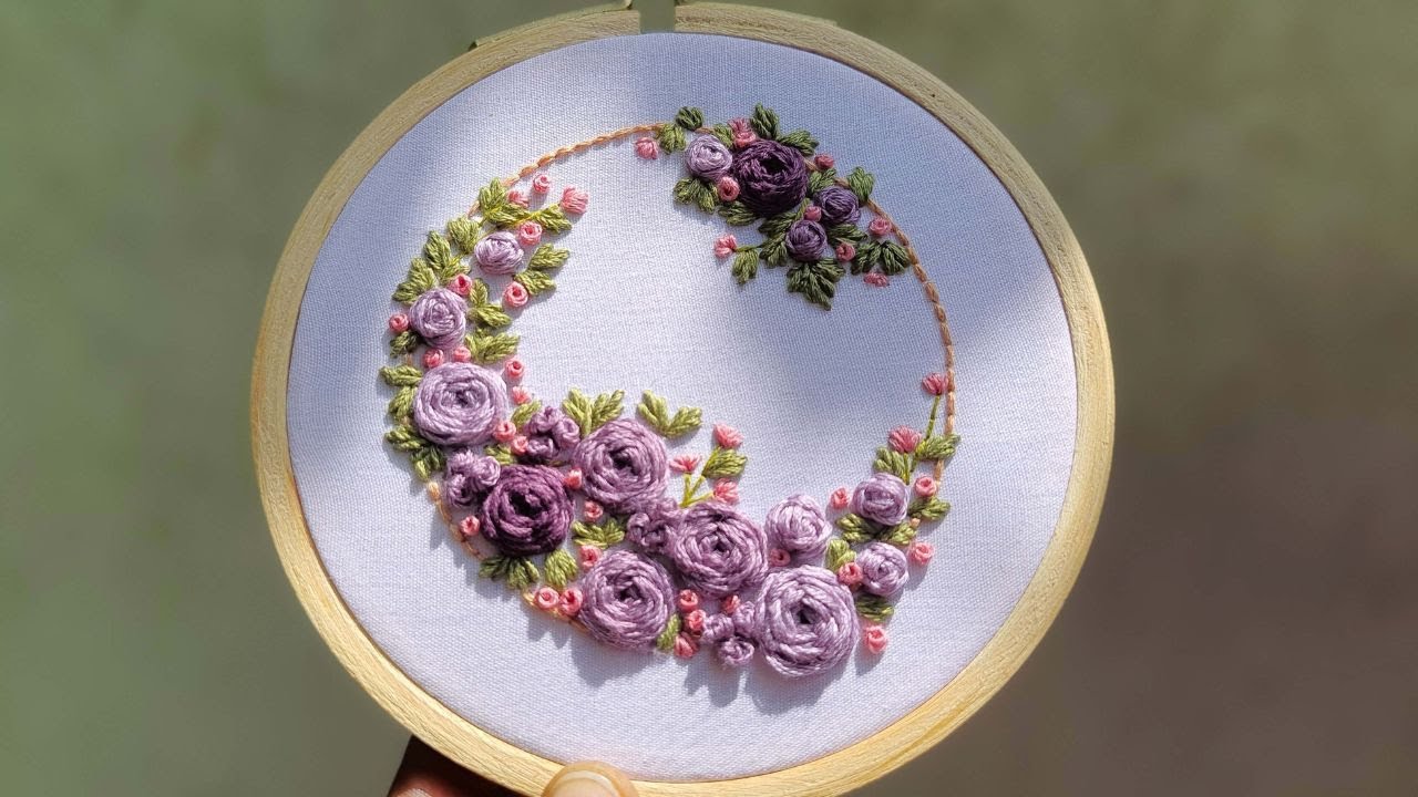 Floral Wreath Embroidery Hoop With Free Pattern / Woven Wheel ...