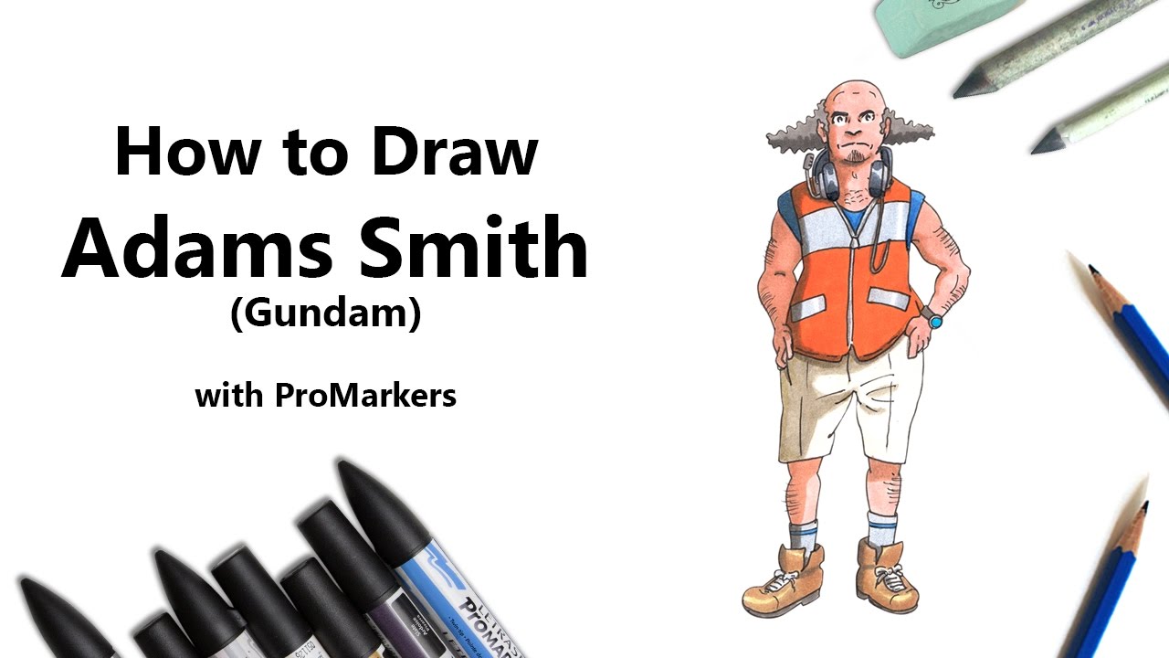 How to Draw and Color Adams Smith from Gundam with ProMarkers [Speed ...