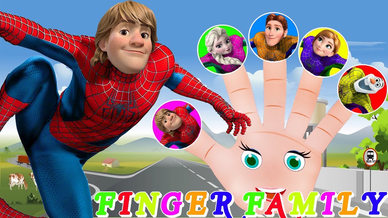 Disney Frozen Transform to Spiderman Finger Family Nursery Rhymes Song ...