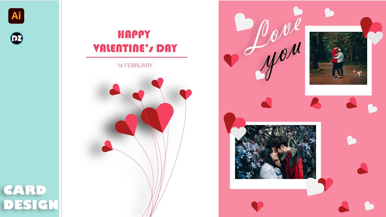 How to make valentine day card in illustrator. #graphicsdesign # ...