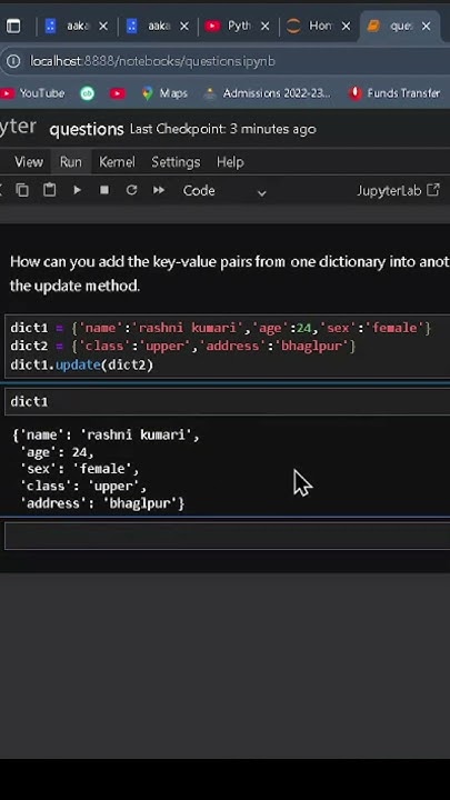 How can you add the key-value pairs from one dictionary into another dictionary? #ai # ...