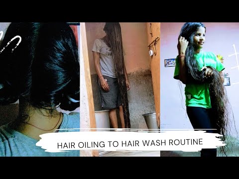 Hair oiling to hair wash hair dunk routine- (two folded choti) ️ - YouTube