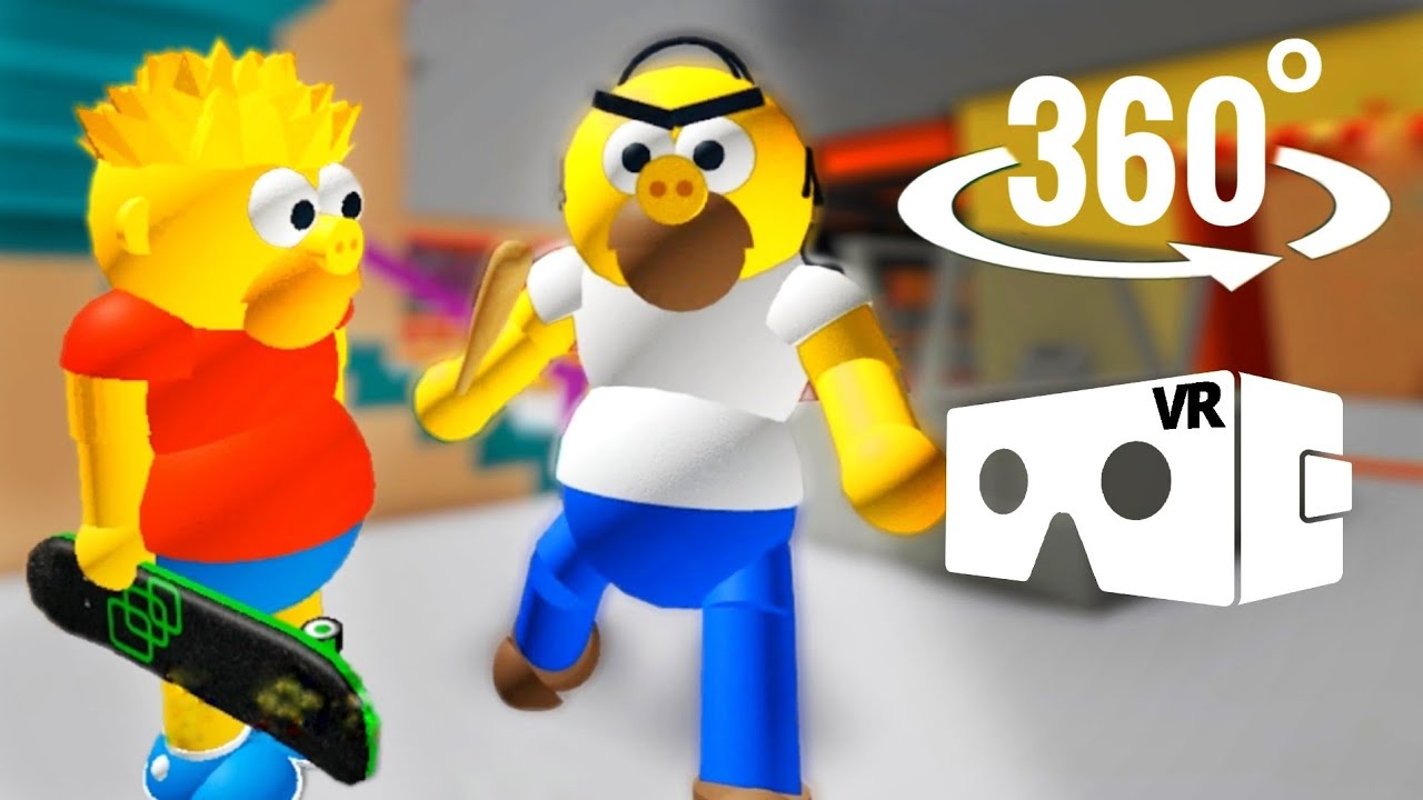🟨 360 video Roblox VR The Piggysons Homer vs Bart Simpson at Krusty ...