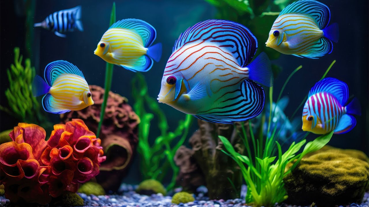 Very relaxing fish tank with water sounds for concentration | Music ...