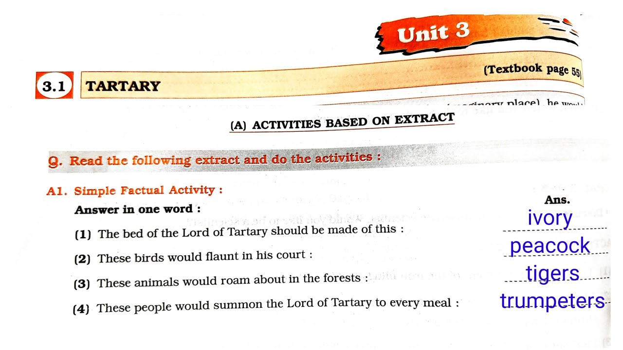 7th Std English Chapter 3 1 Tartary Workbook Question Answer 7th STD 7th Std English Chapter 3 1 Tartary Workbook Question Answer 7th STD